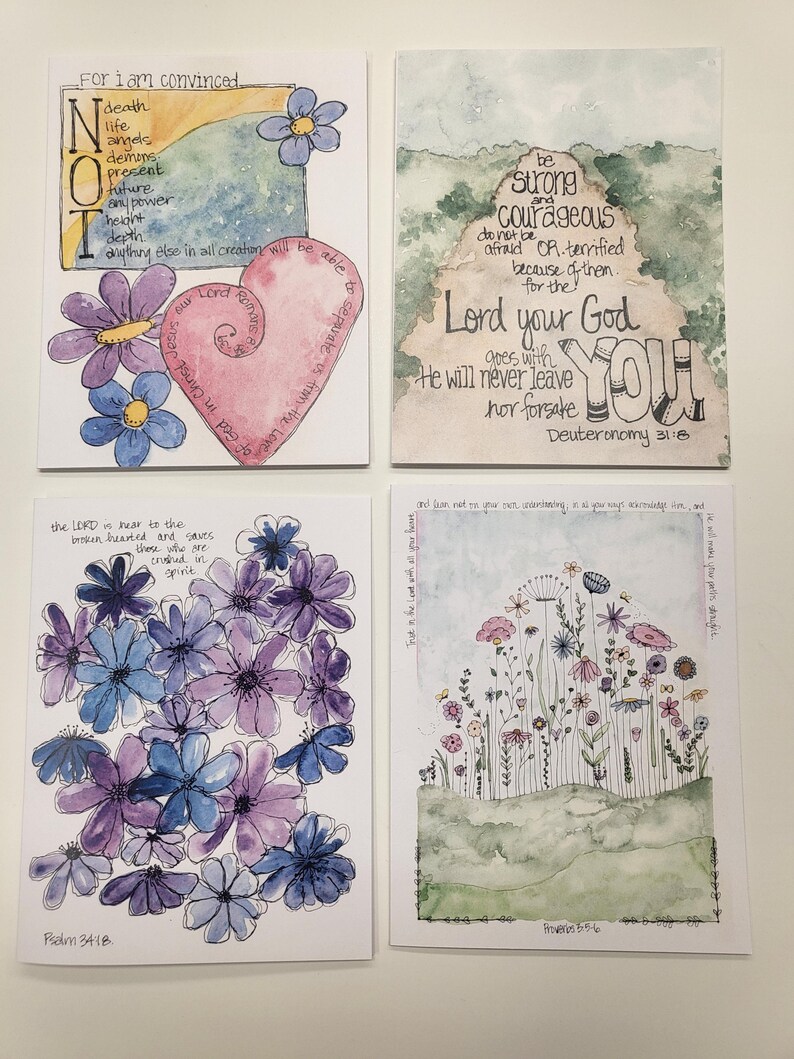 Watercolor Greeting Cards With Bible Verses - Etsy