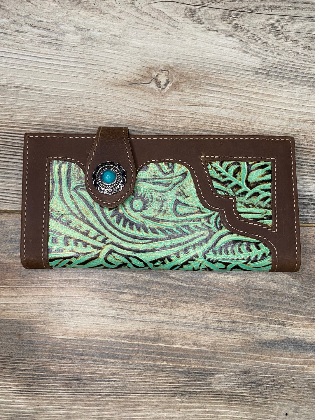 Tooled Leather Wallet Embossed Leather Wallet Western Wallet - Etsy