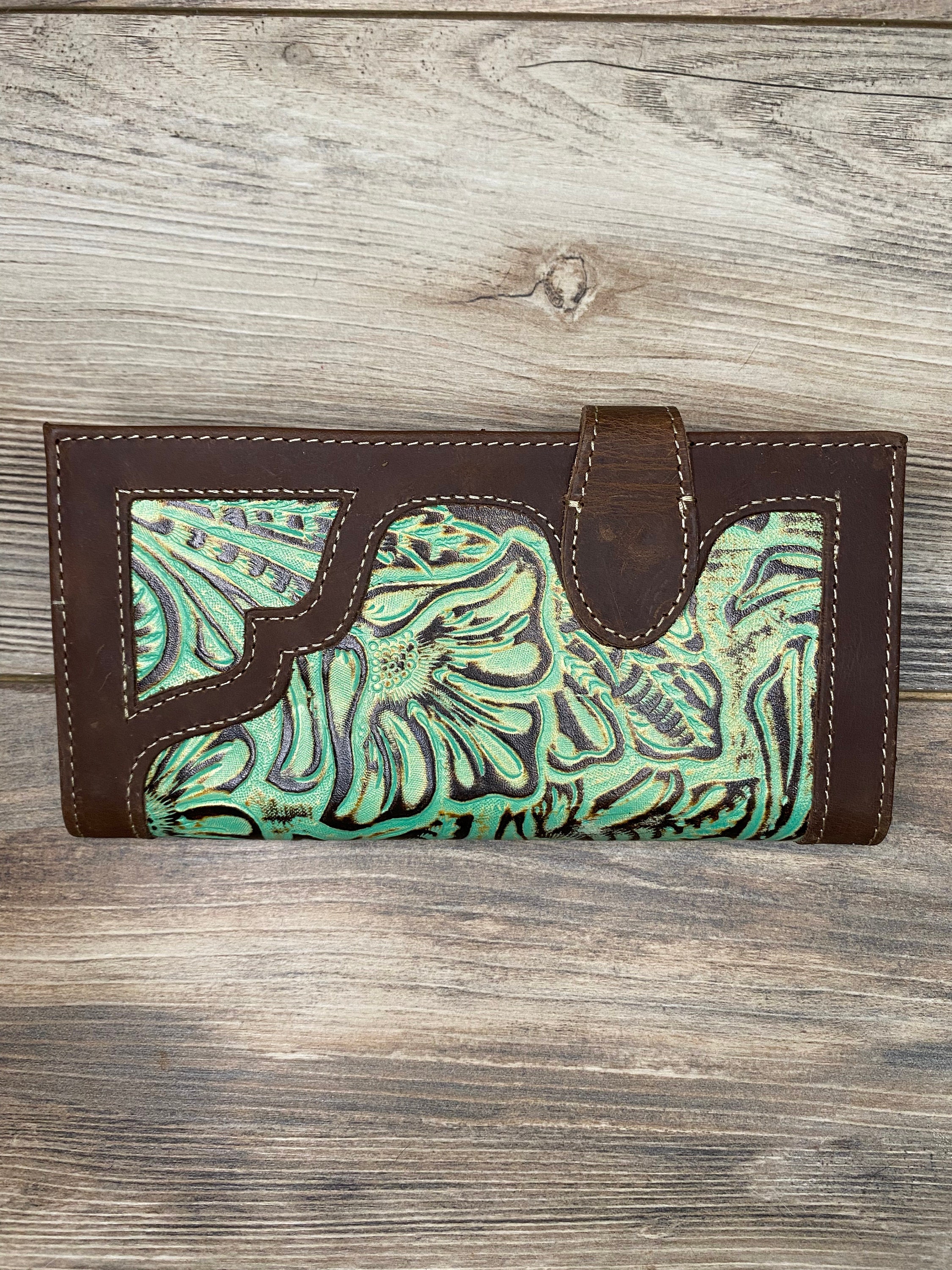 Tooled Leather Wallet Embossed Leather Wallet Western Wallet - Etsy