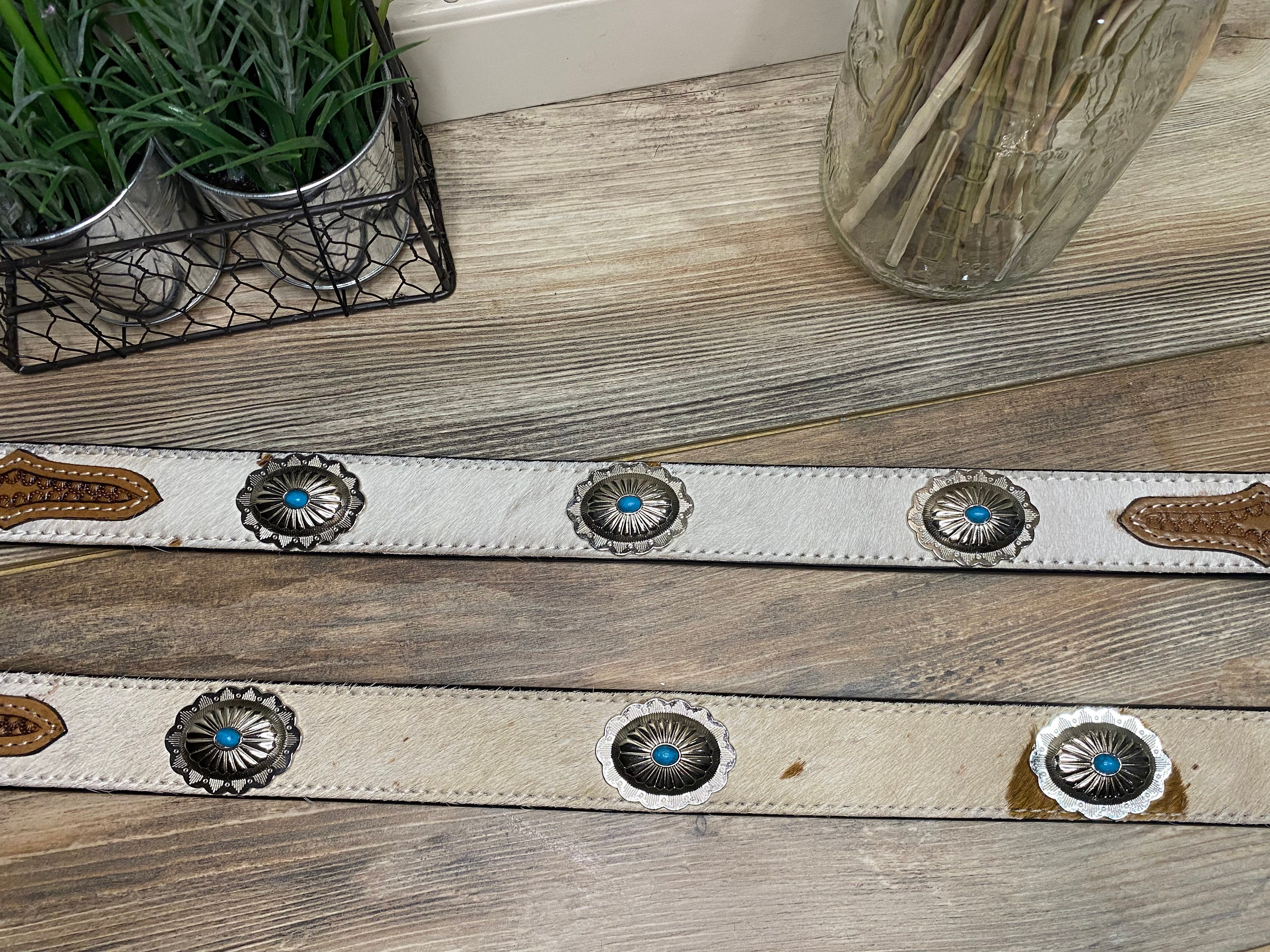 Western Tooled Leather Belt Cowhide Belt Concho Belt - Etsy