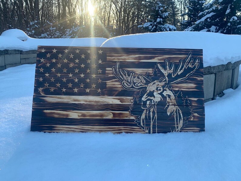 Moose / American Flag - Etsy