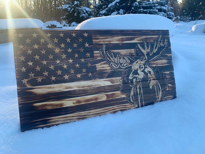 Moose / American Flag - Etsy