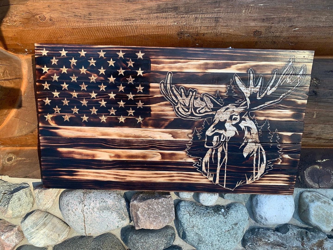Moose / American Flag - Etsy