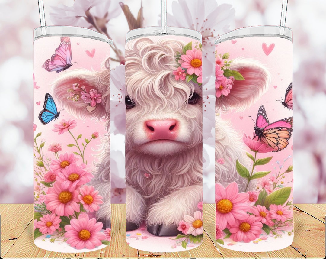 White Highland Cow Tumbler Cup 20oz - Etsy