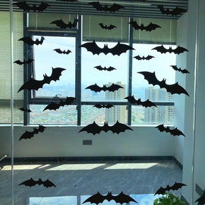 Halloween 3D Bats Wall Decor, 4 Sizes Waterproof Black Spooky Decor ...