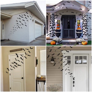 Halloween 3D Bats Wall Decor, 4 Sizes Waterproof Black Spooky Decor ...