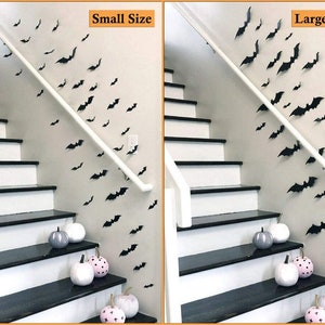 Halloween 3D Bats Wall Decor, 4 Sizes Waterproof Black Spooky Decor ...