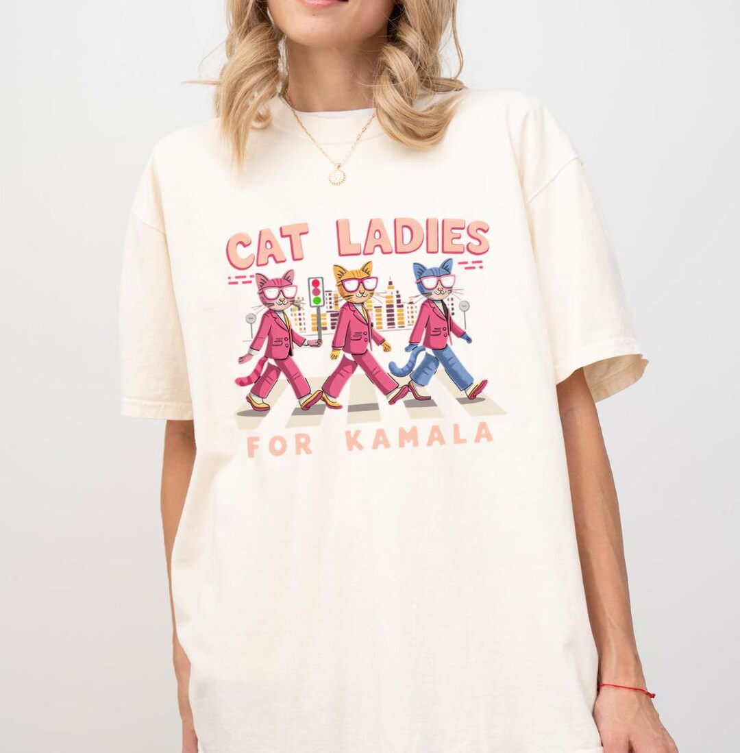 Kamala Harris Cat Merch, Cats for Kamala Womens Tee, Harris 24 Cat ...