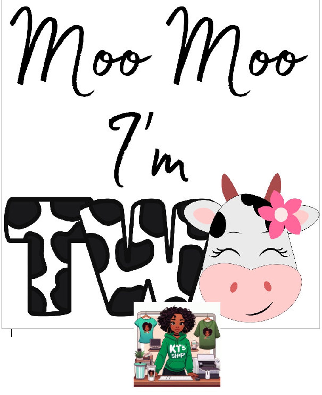 Moo Moo I'm Two Cow Birthday Png Download Only - Etsy