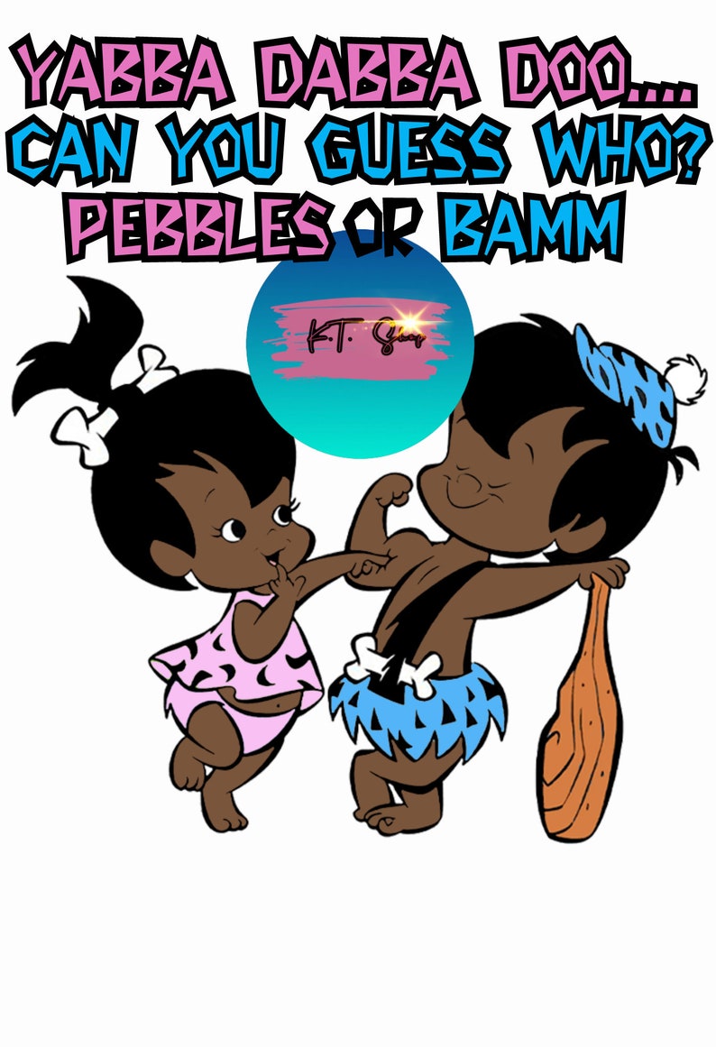 Gender Reveal Pebbles and Bamm Bamm Pink & Blue PNG Download Only - Etsy