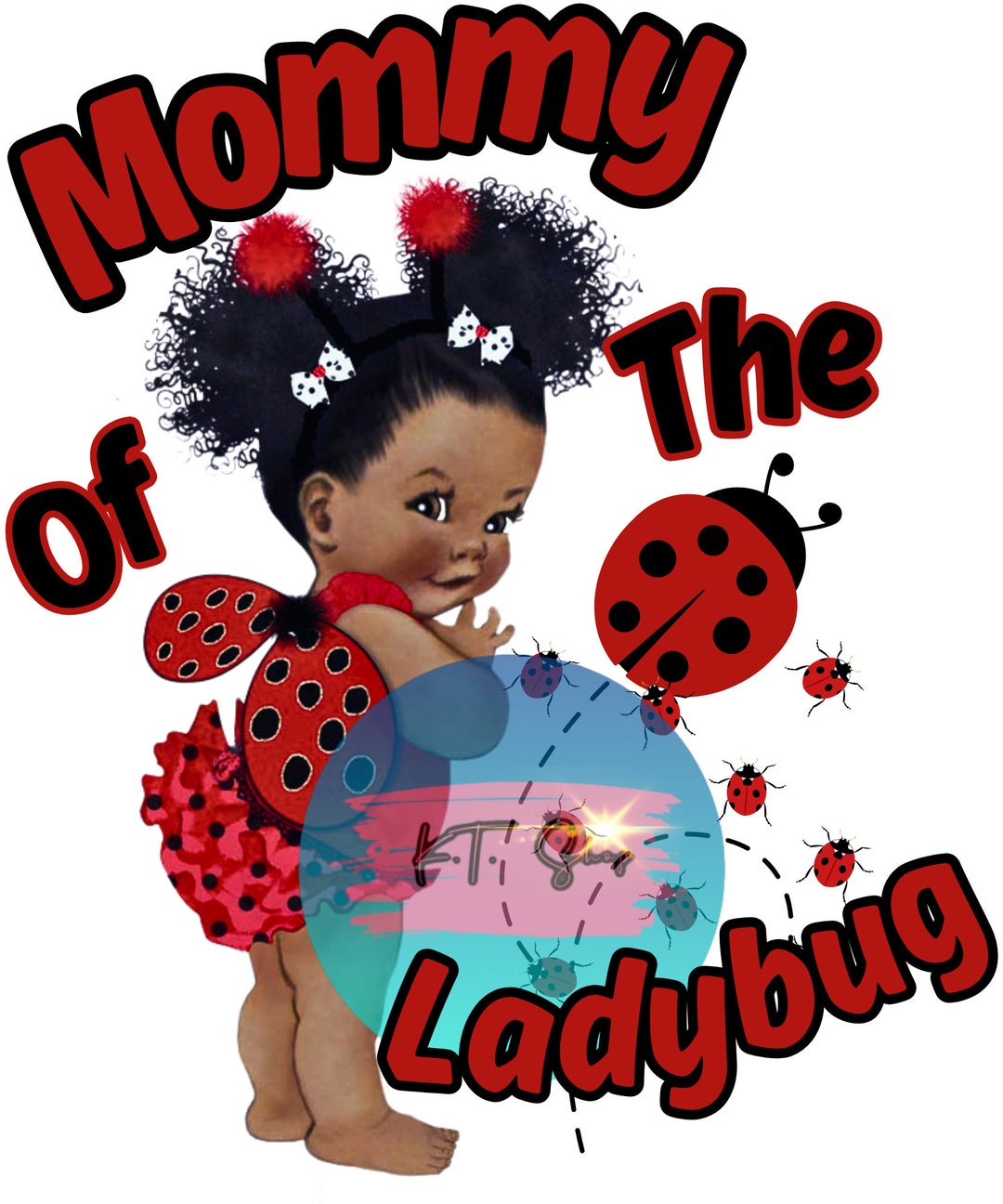 Mommy, Daddy of the Ladybug Baby Shower PNG African American Baby Girl ...