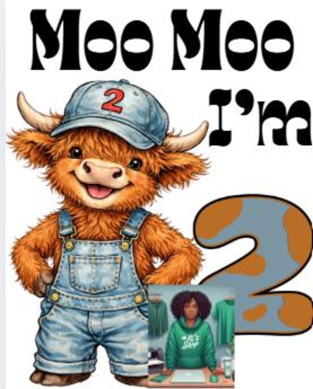 Boy Moo Moo I'm Two Cow Birthday Png Download Only - Etsy