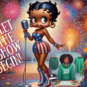 African American Betty Boop Patriotic Let the Show Begin 20 Oz Tumbler ...