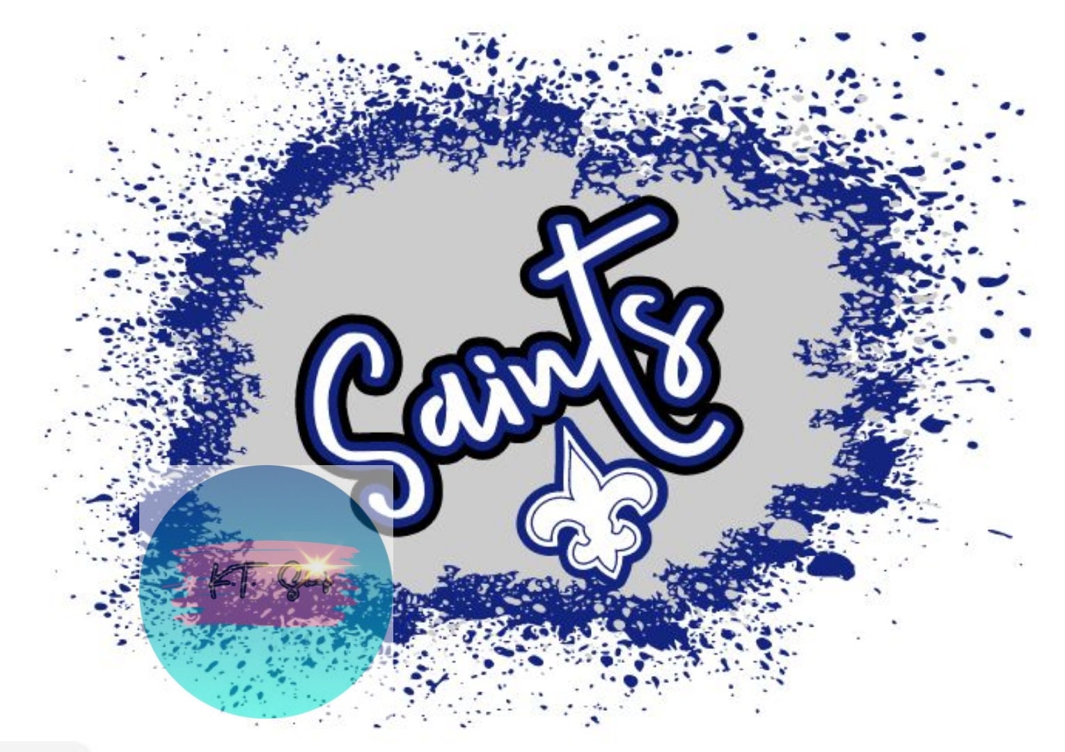 Saints Paint Splash PNG Download Only- School Mascot - Blue and Gray - Etsy