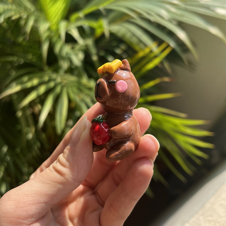 Handmade Polymer Clay Capybara Figurine, Handmade Capybara Desk Friend ...