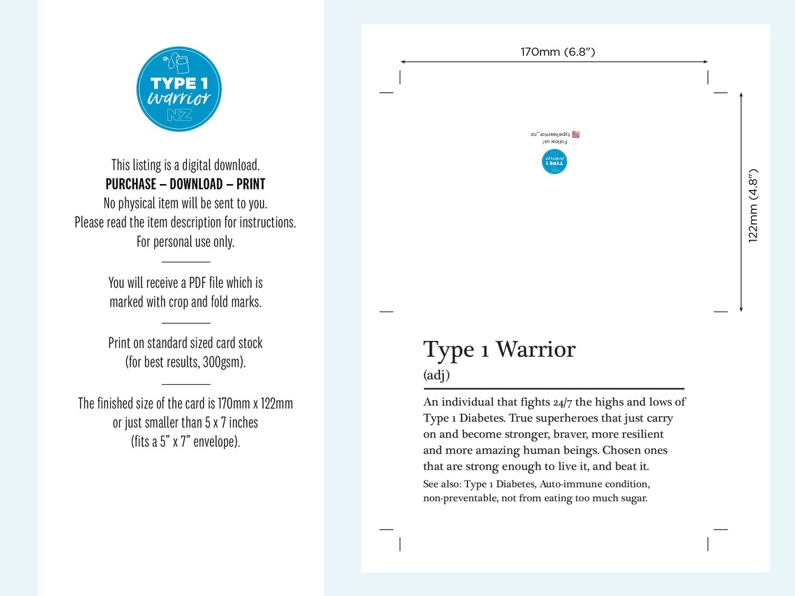 Type 1 Diabetes | Type 1 Warrior Dictionary | T1D Personalised Blank ...