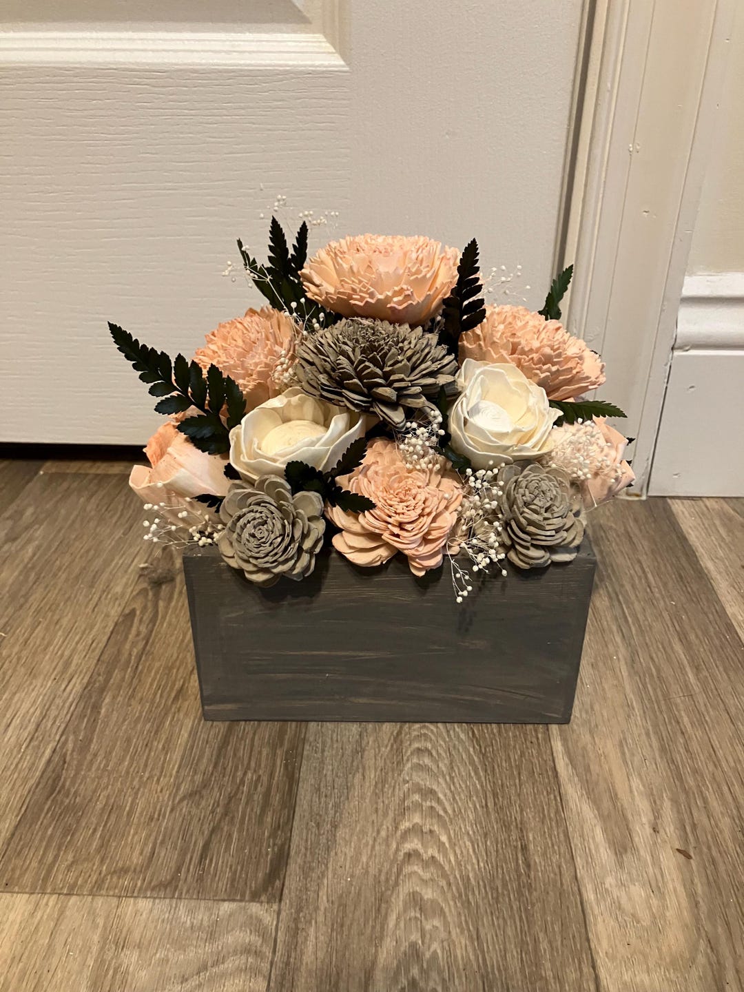 Sola Wood Flowers in Gray Wooden Box - Etsy