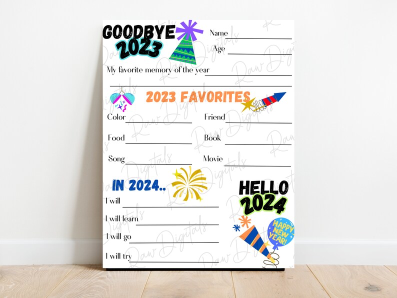 New Year Resolution Sheet 2024 Classroom Prompts Family Worksheet Kids ...