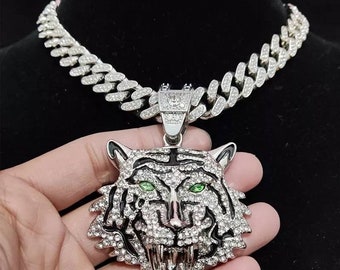Iced Out Pendant Tiger - Etsy