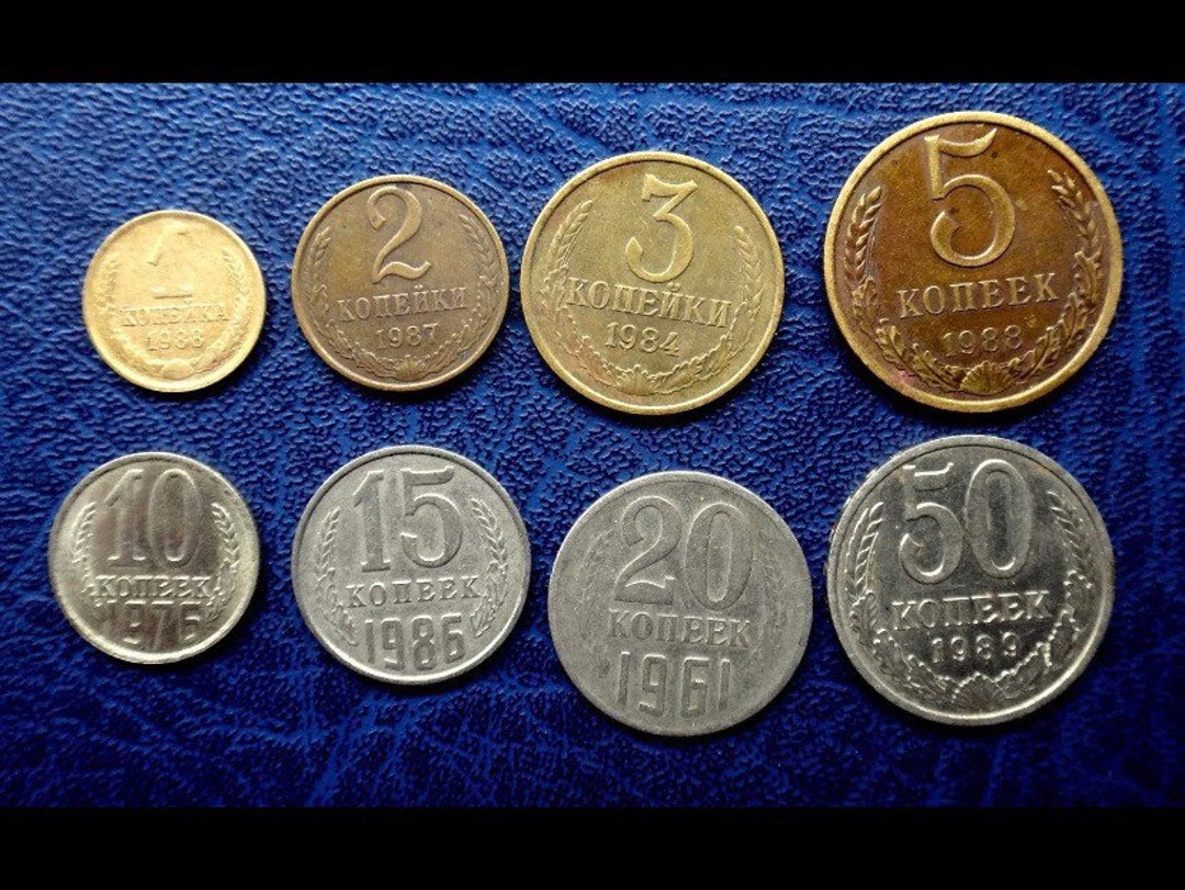Coins Ussr Set 8 Soviet Russian Coins Kopeck 1961 Collection - Etsy