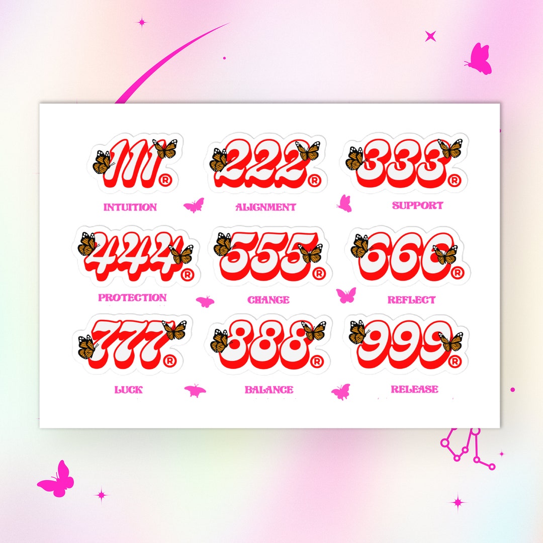 Angel Numbers Sticker Sheet 111-999 - Etsy
