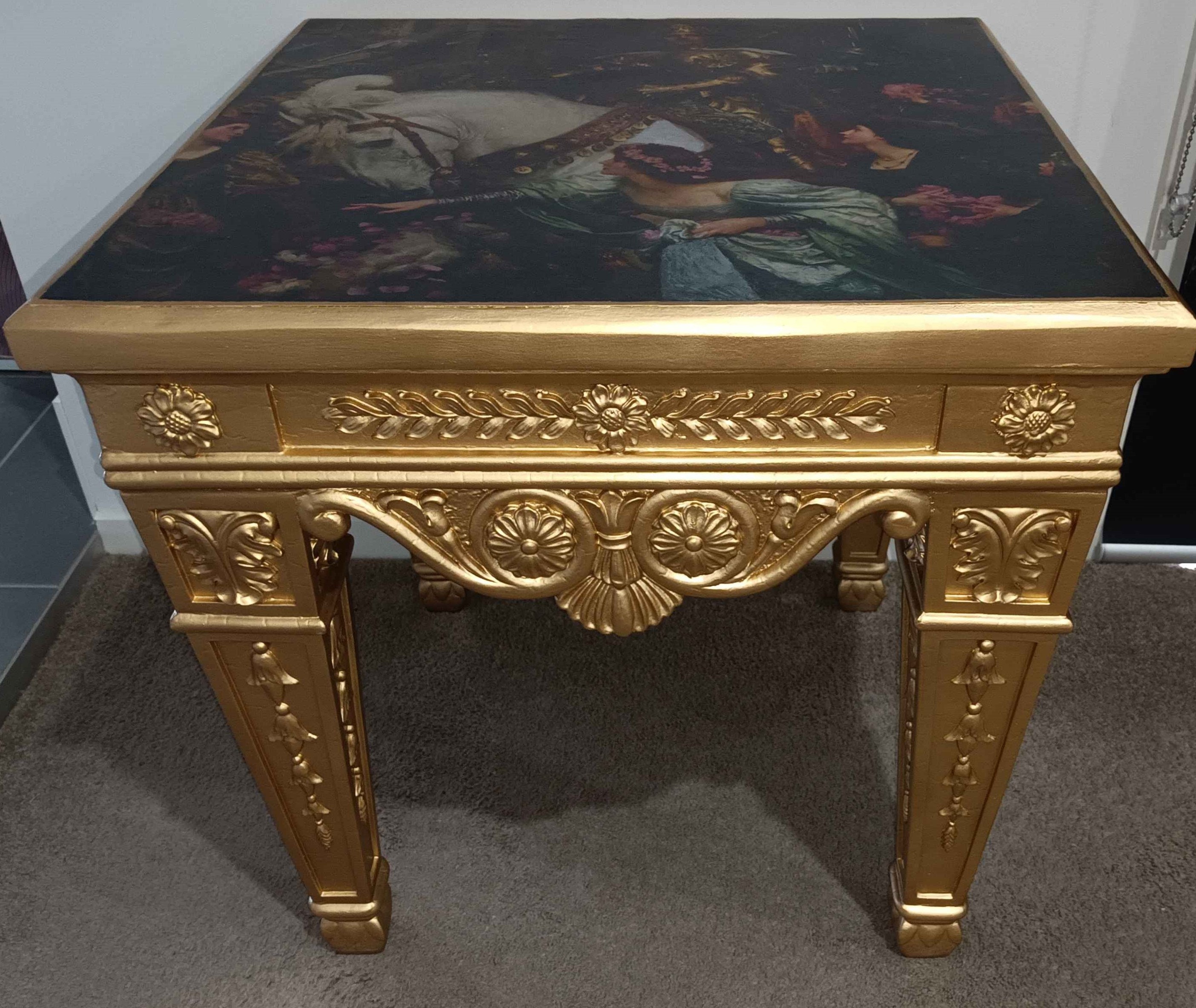 Final Price Reduction Ornate Gold Table With Beautiful Decoupage PICKUP ...