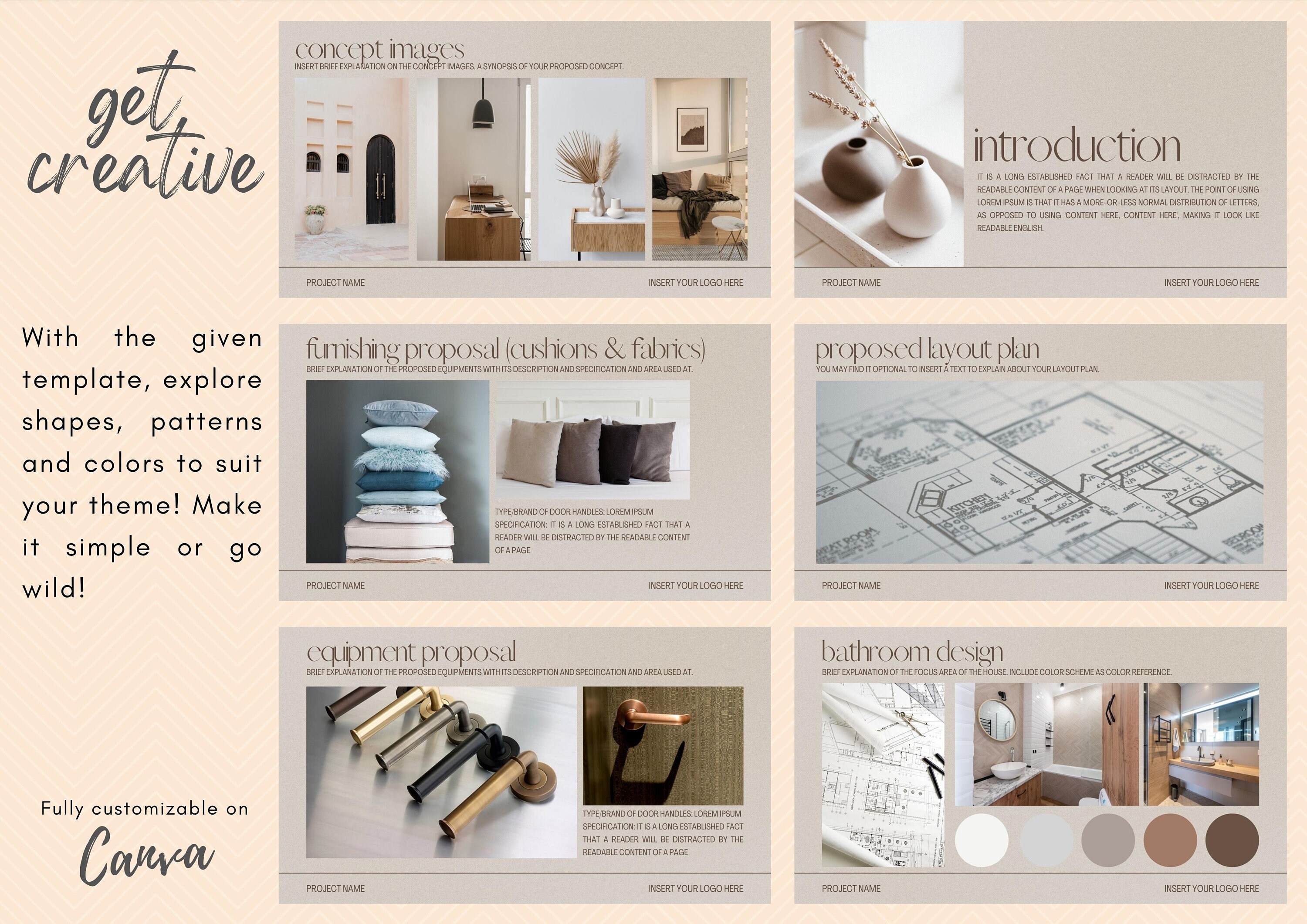 Contemporary Interior Design Presentation Template Pack - Includes ...