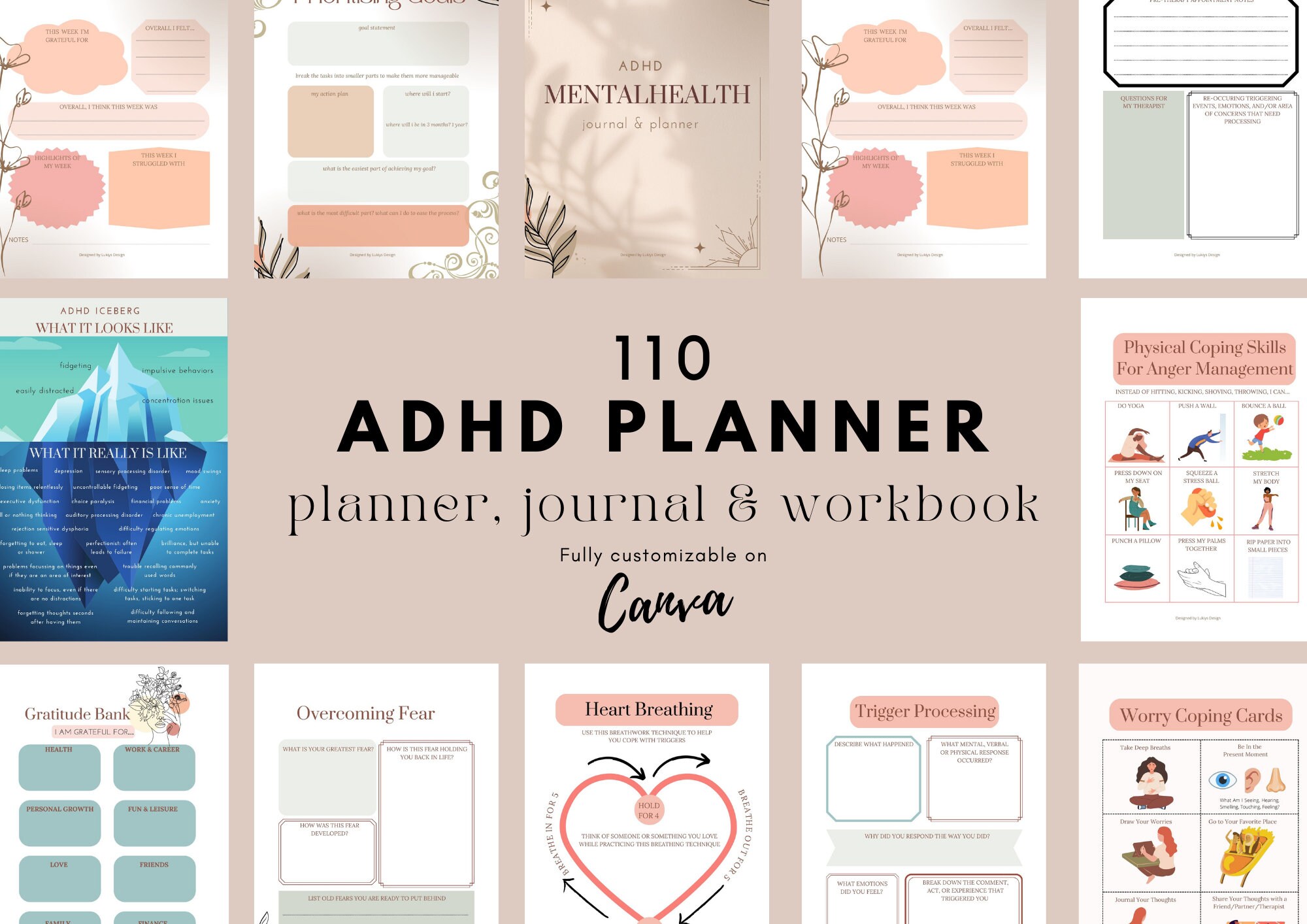 ADHD and CBT Workbook Bundle | Mental Health Management | Comprehensive ...