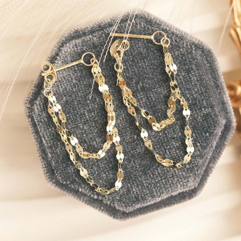 Gold Chain Earrings - Etsy