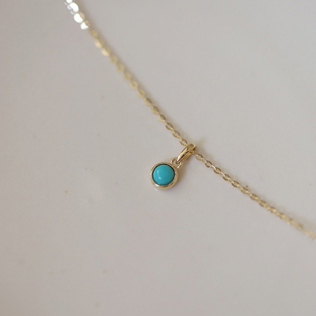 14k Gold Tiny Amazonite Necklace, Natural Amazonite Stone Necklace ...