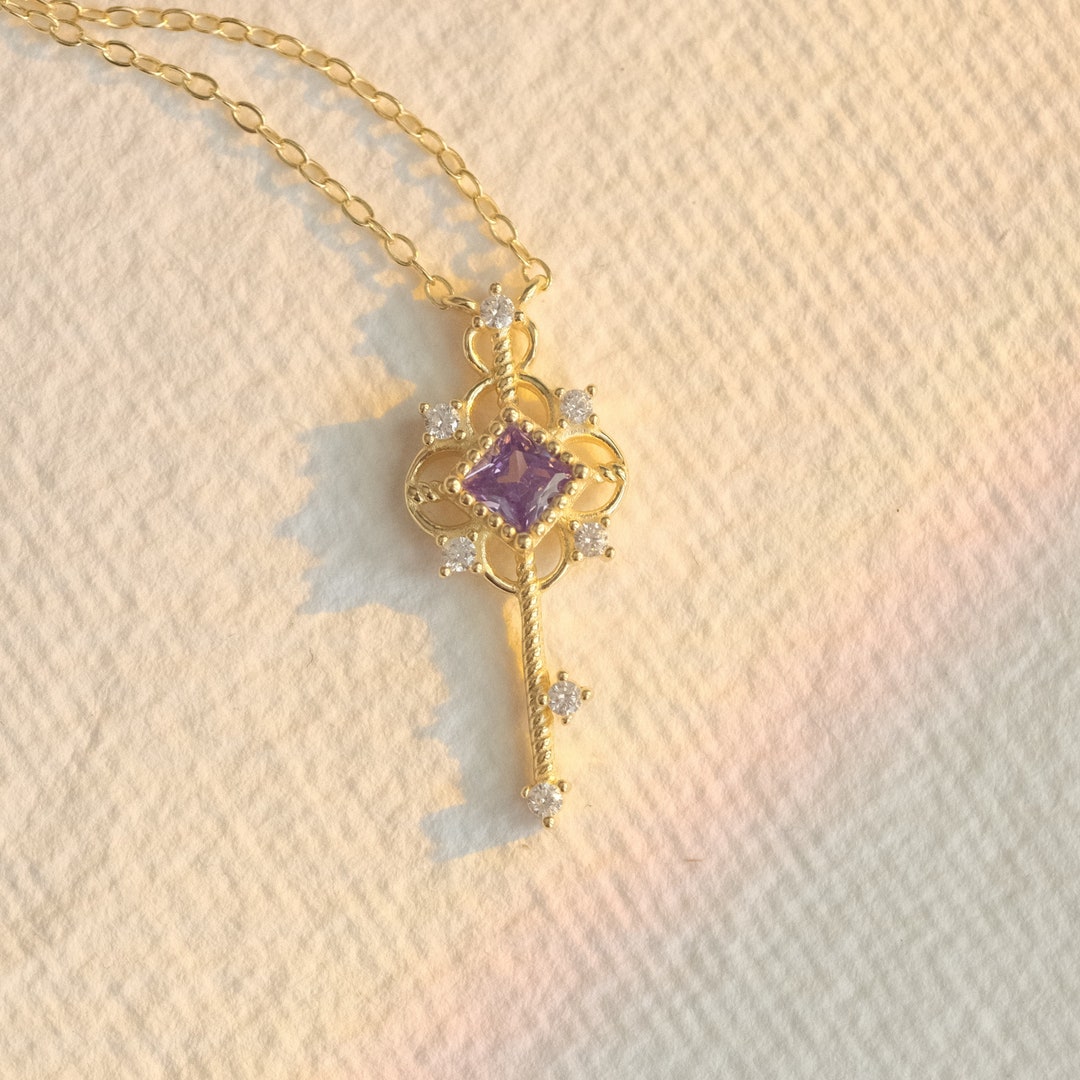 Gold Key Necklace, Dainty Key Necklace, Sterling Silver Key Pendant ...