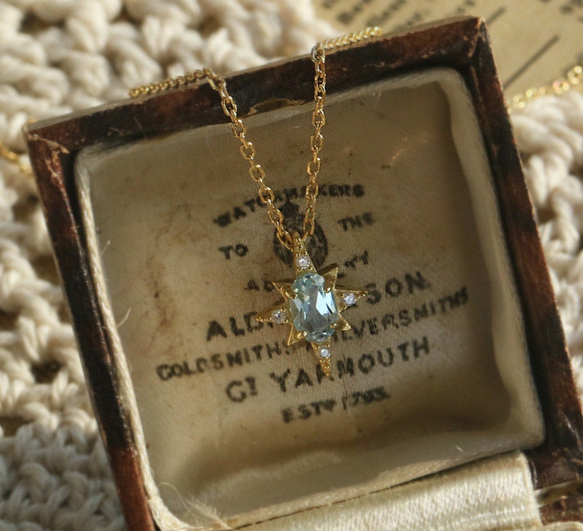 925 Silver Topaz Necklace Gold Vintage Necklace Topaz North - Etsy