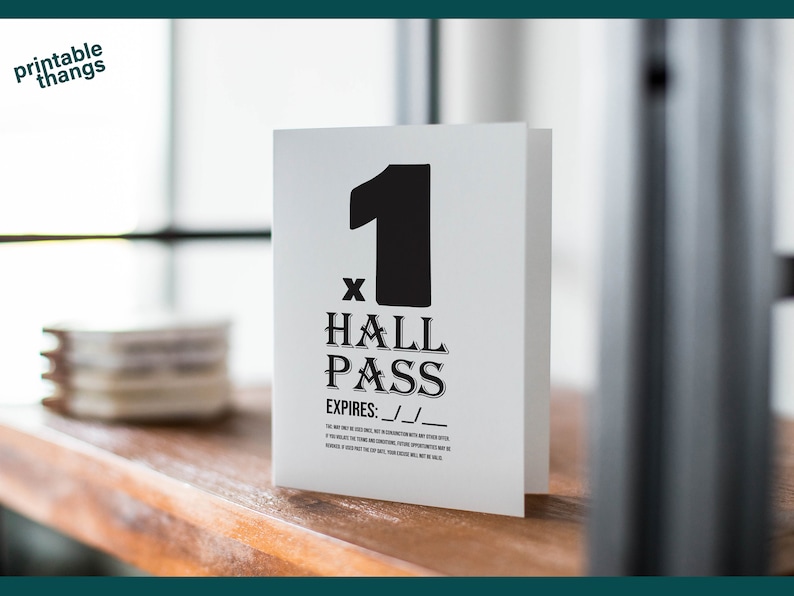 Hall Pass | Greeting Card | Printable | PDF | JPG - Etsy