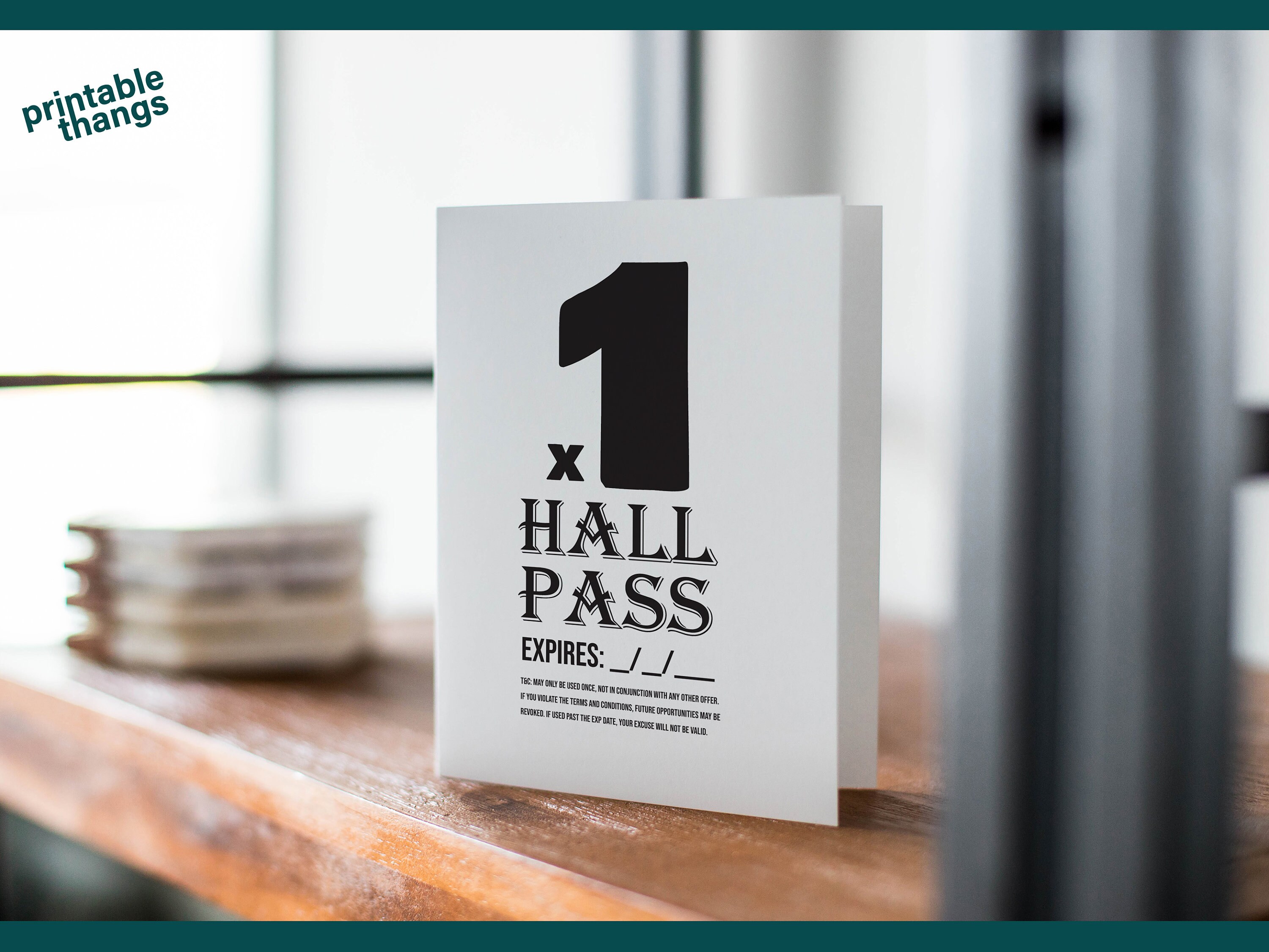 Hall Pass | Greeting Card | Printable | PDF | JPG - Etsy
