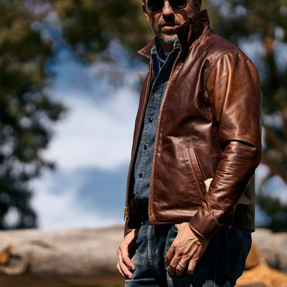 Men's Brown Vintage American Bomber Leather Jacket | Full Grain Retro ...