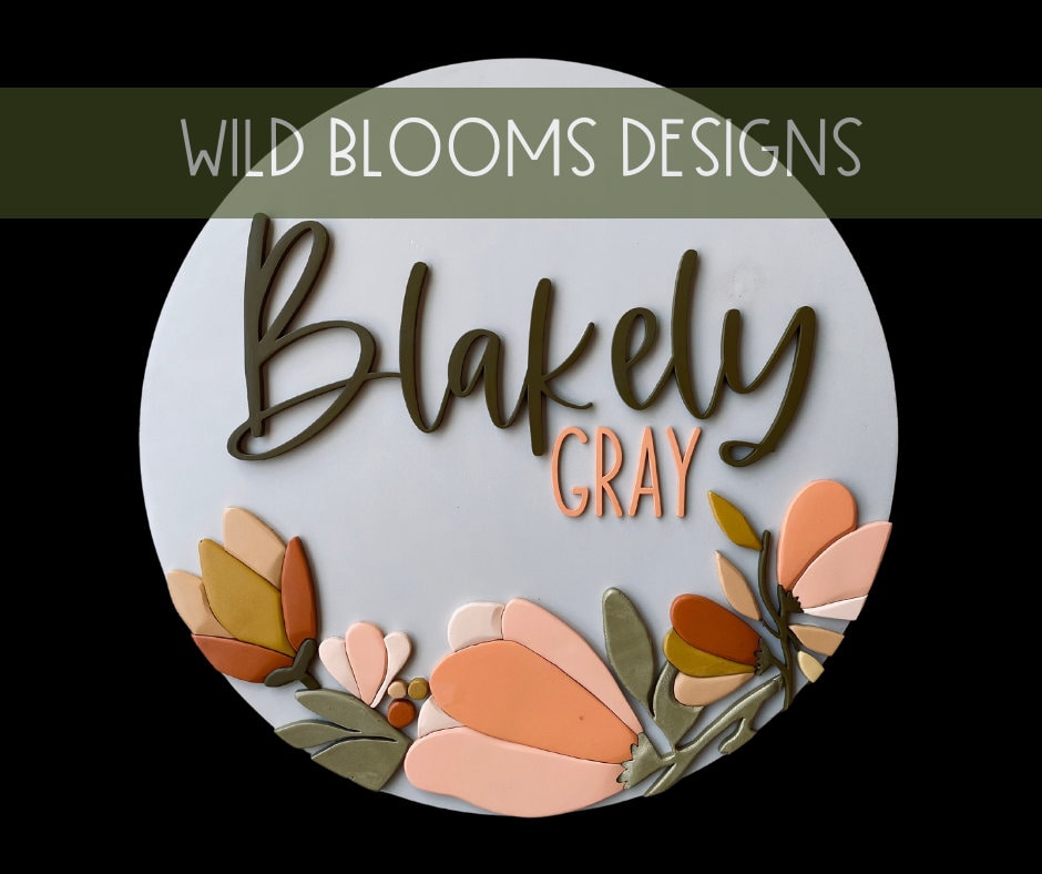 Laser Ready SVG Flower Name Sign Boho Flowers Nursery Sign - Etsy