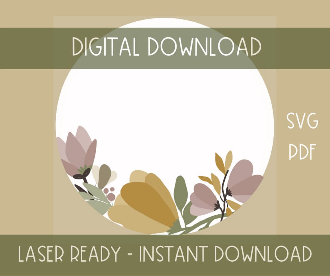 Laser Ready SVG Flower Name Sign, Boho Flowers Nursery Sign, Round Name ...