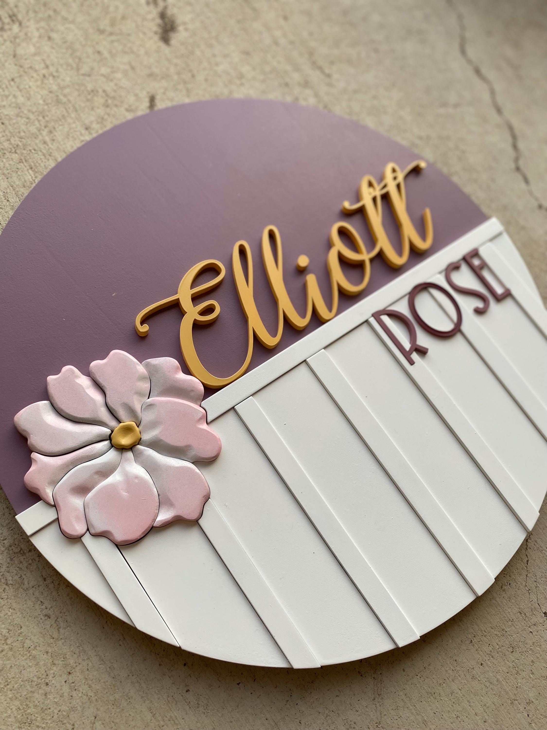 Laser Ready SVG Flower Name Sign, Boho Flowers Nursery Sign, Round Name ...