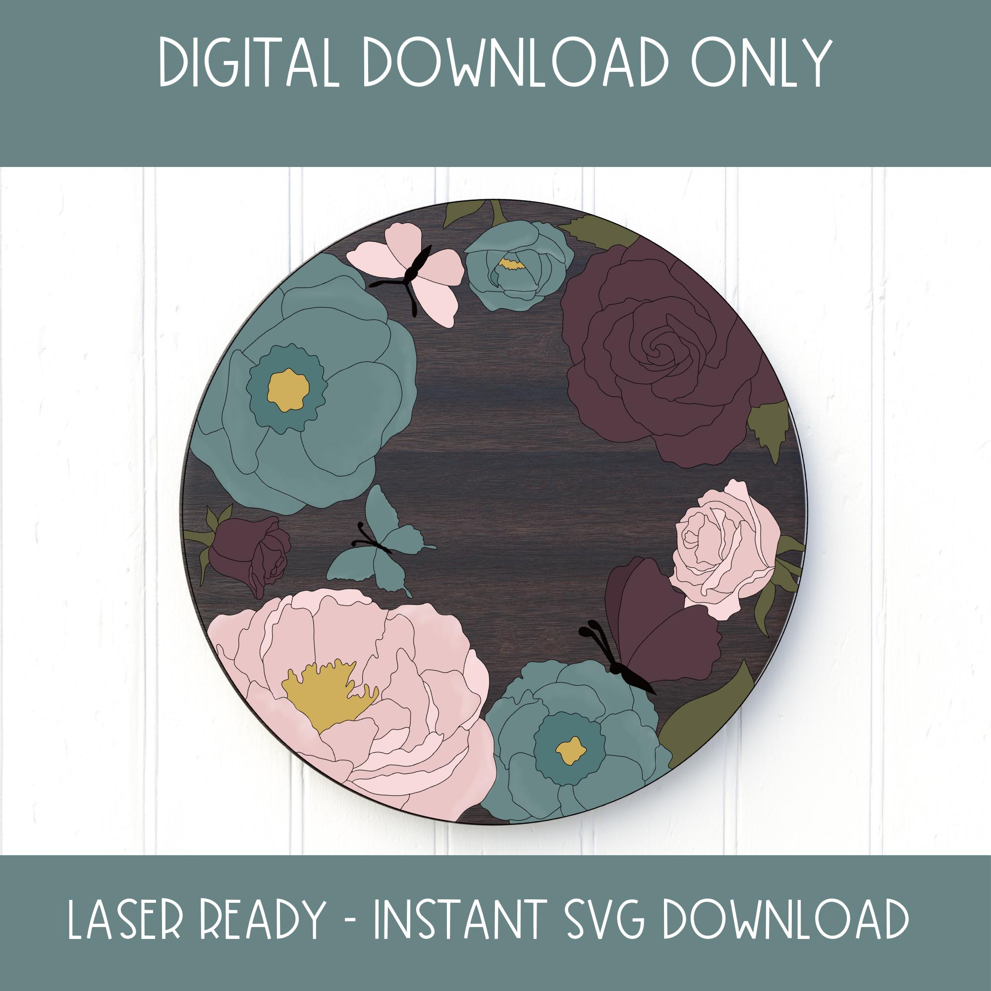 Laser Ready SVG Flower Name Sign SVG, Boho Flowers Nursery Sign, Framed ...