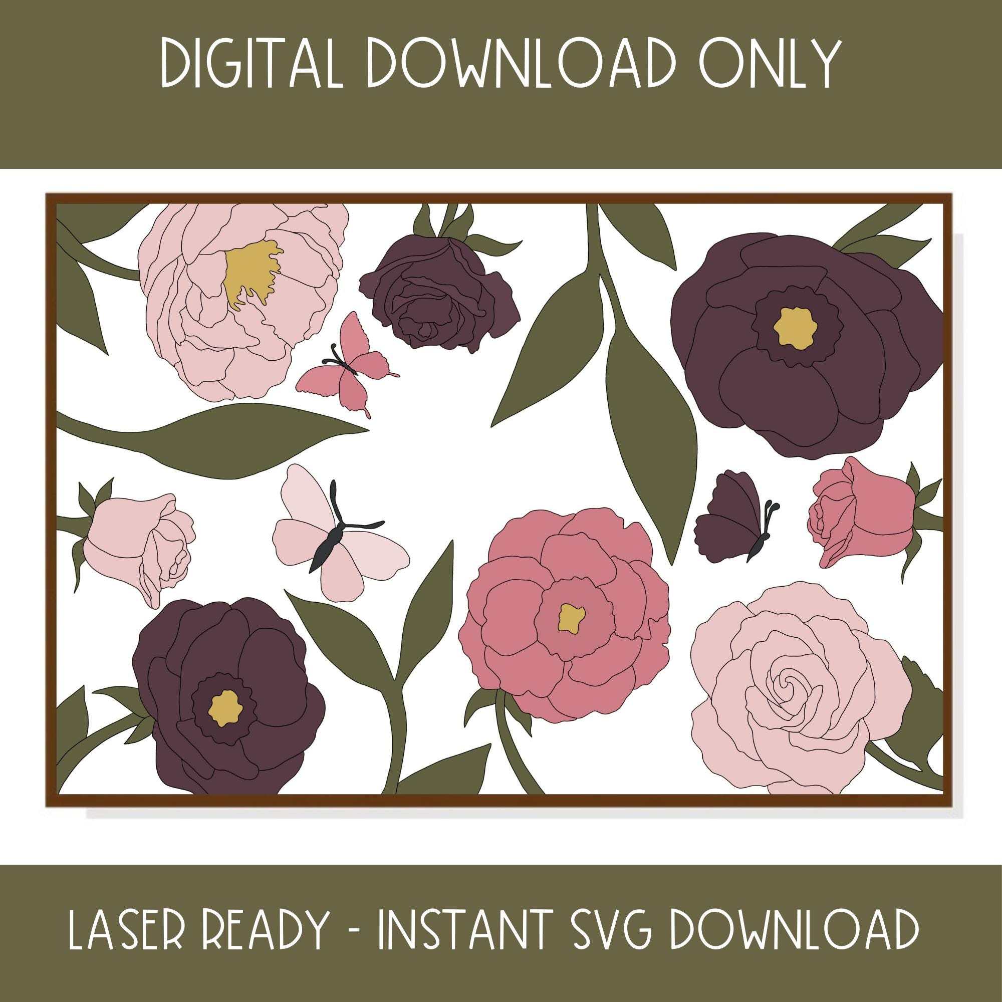 Laser Ready SVG Flower Name Sign SVG, Boho Flowers Nursery Sign, Framed ...