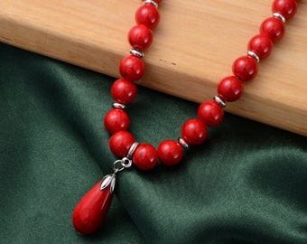 Red Howlite Necklace - Etsy