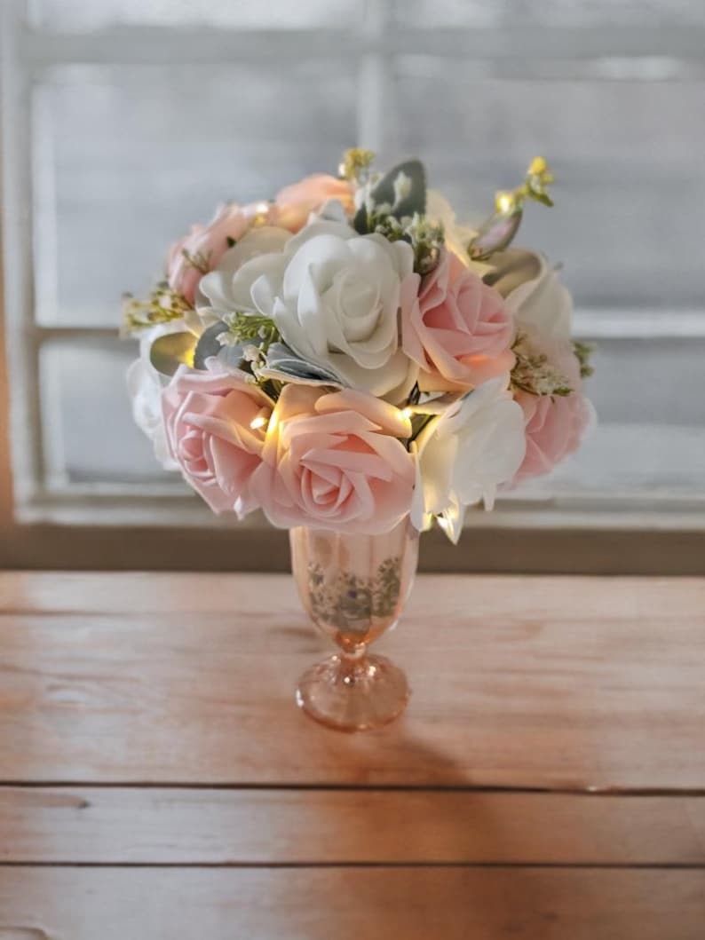 Beautiful Flowers With LED Lights | White Pink Artificial Rose in a ...