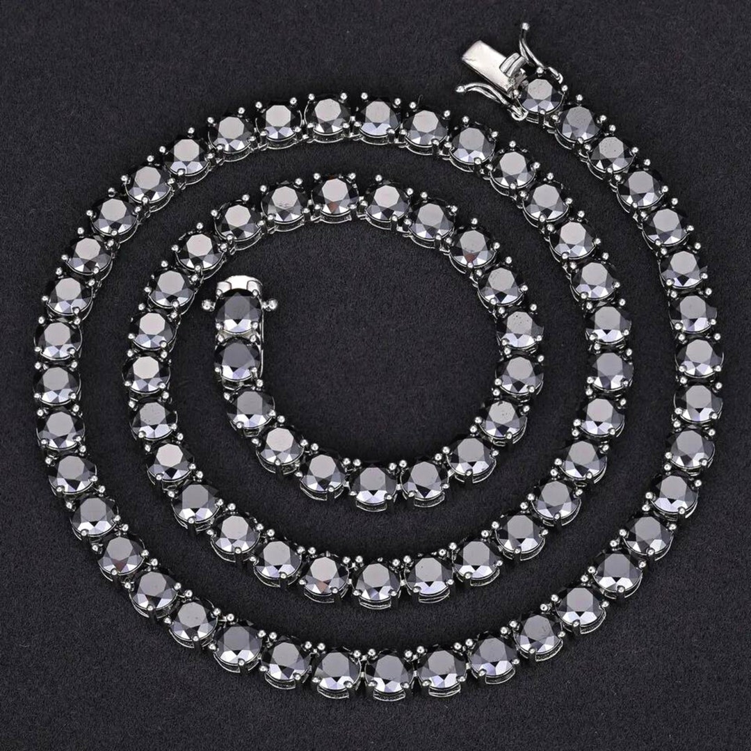 Luxury 5MM Black VVS Moissanite Tennis Chain and Bracelet, 925 Sterling ...