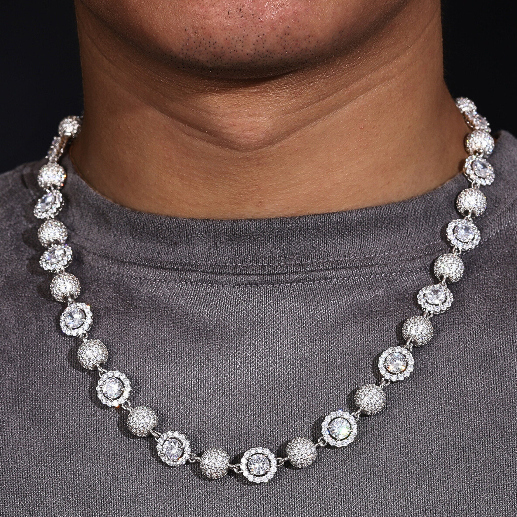 Classic 12MM VVS Moissanite Diamond Chain Iced Out Bead and - Etsy
