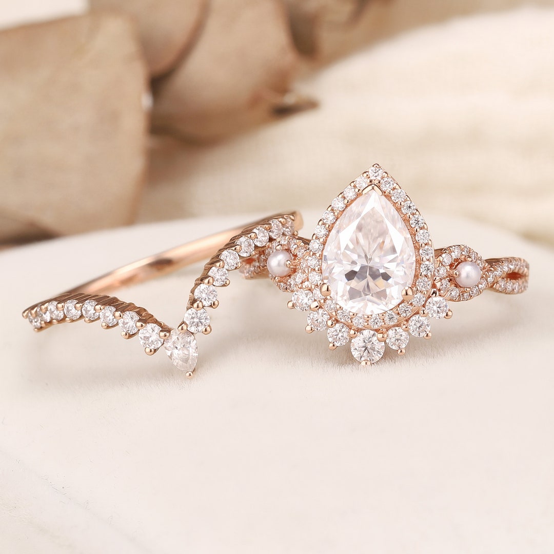 IGI Certificate Vintage Lab Grown Diamond Engagement Ring 2pcs Rose ...