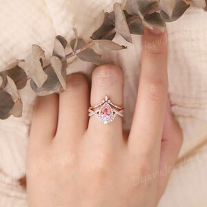Vintage Peachy Pink Sapphire Engagement Ring Delicate Pear Sapphire ...