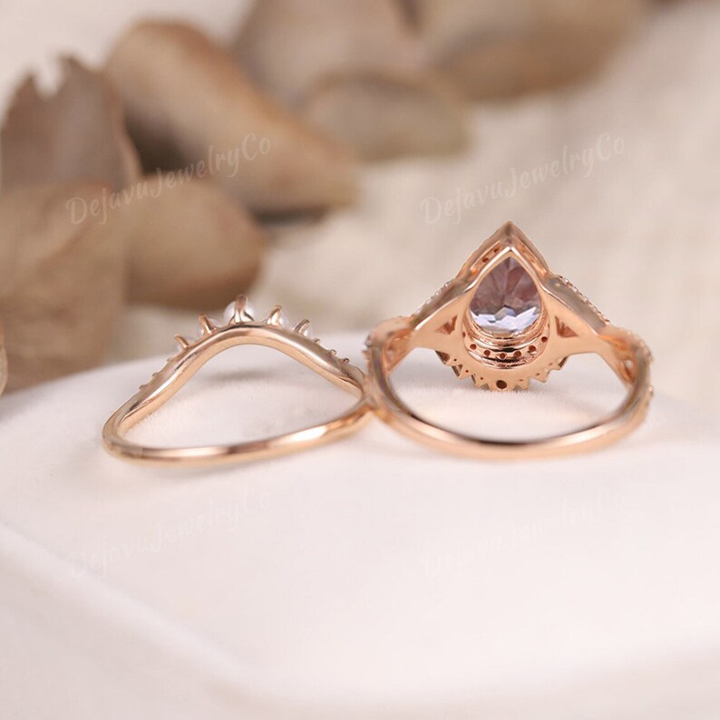 Infinity Lab Grown Diamond Engagement Ring Set Rose Gold Twisted ...