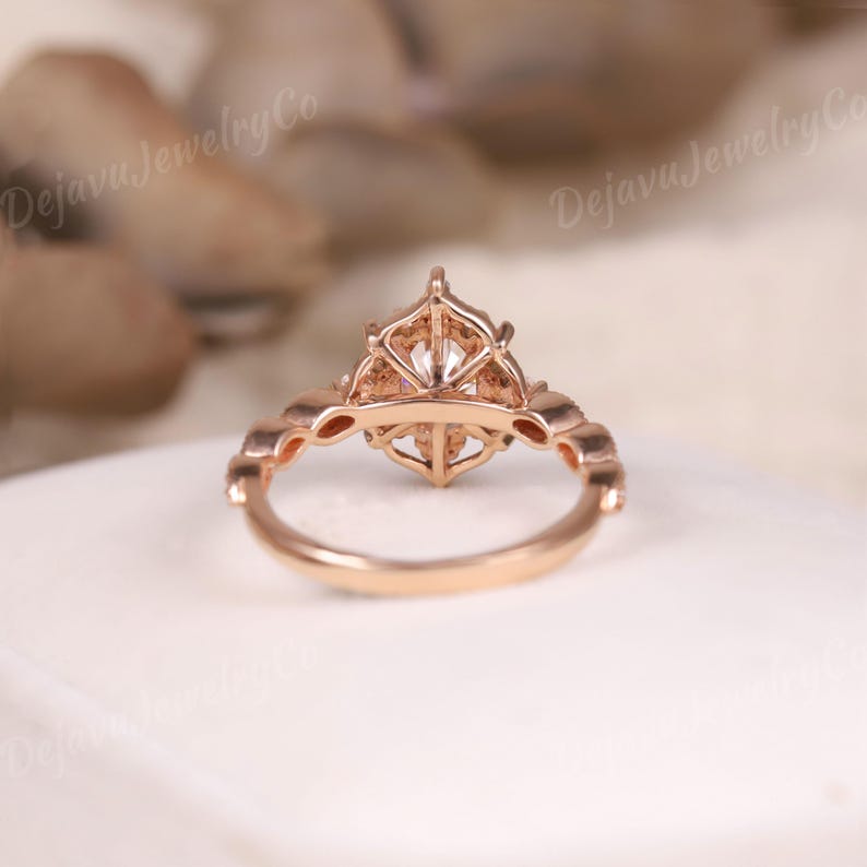 Delicate Oval Moss Agate Engagement Ring Unique Art Deco Moissanite ...