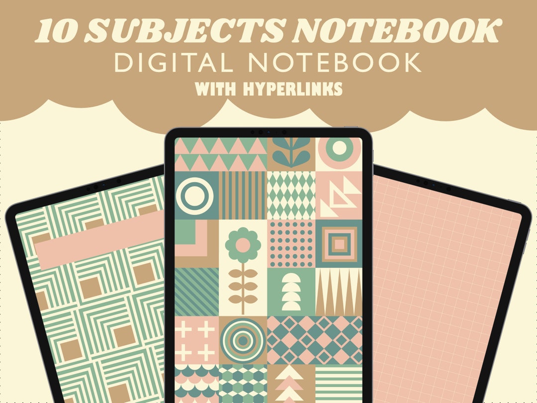 10 Subject Vertical Digital Notebook With Hyperlinks for Goodnotes ...