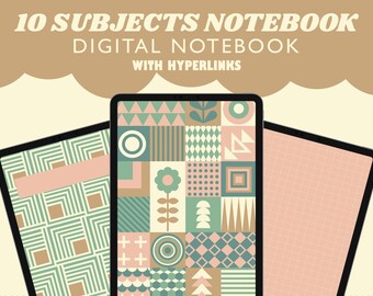10 Subject Vertical Digital Notebook With Hyperlinks for Goodnotes ...